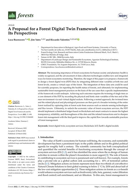 Pdf A Proposal For A Forest Digital Twin Framework And