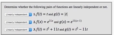 solved determine whether the following pairs of functions