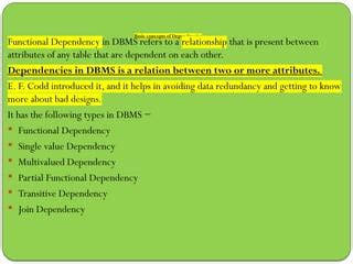 Data Dependency In Relational Database Management PPT