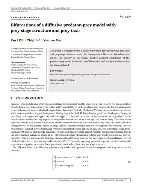 Bifurcations Of A Diffusive Predatorprey Model With Prey‐stage
