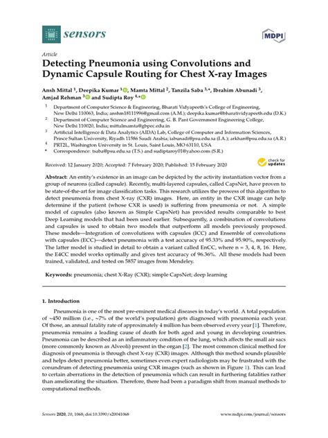 Detecting Pneumonia Using Convolutions And Dynamic Capsule Routing For Chest X Ray Images Pdf