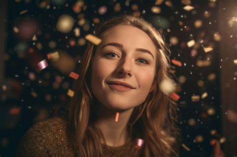 Premium Photo Woman Confetti Celebration Party Model Event Generate Ai