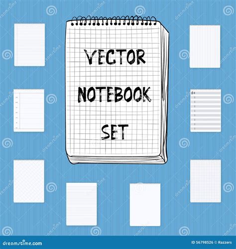 Vector Notebook Notepad Set Include Realistic Hand Drawn Musi Stock