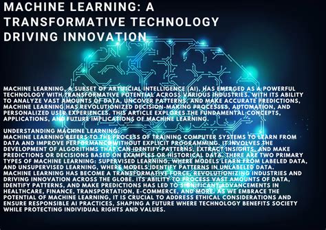 machine learning a transformative technology driving innovation