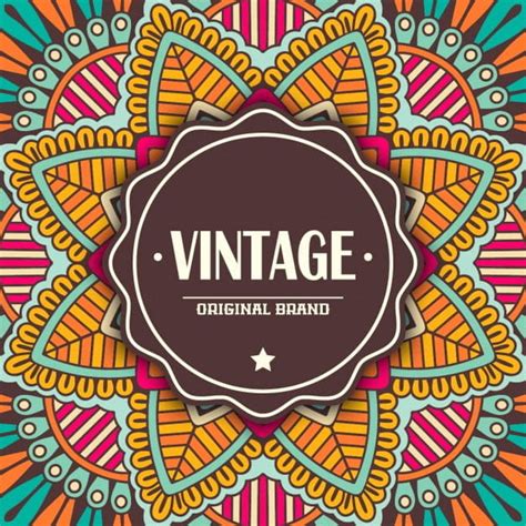 화려한 만다라에 빈티지 라벨 Eps Uidownload