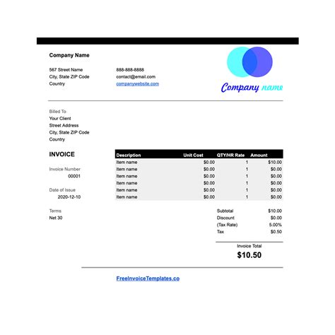 Free Excel Invoice Templates
