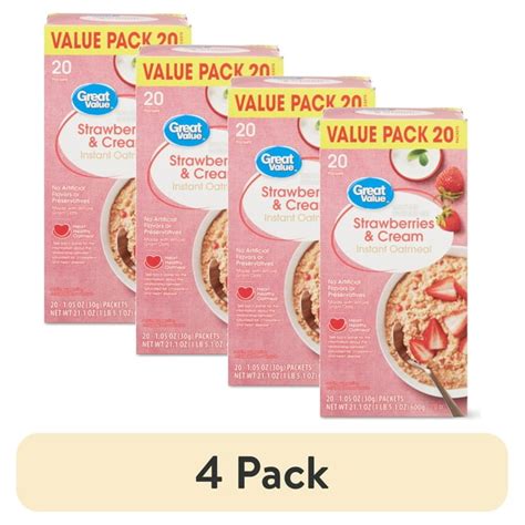 4 Pack Great Value Strawberries And Cream Instant Oatmeal Value Pack 1