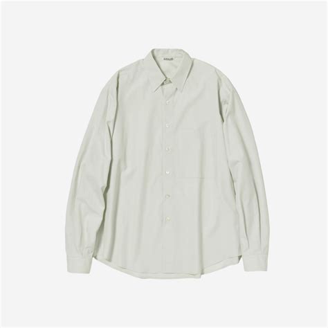 오라리 워시드 핀스 트윌 빅 셔츠 더스티 페일 블루 22aw Auralee Kream
