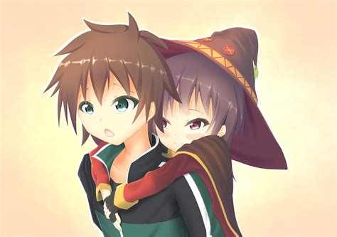 Konosuba Hd Wallpaper Kazuma And Megumin In A Magical Moment By 月見暖子