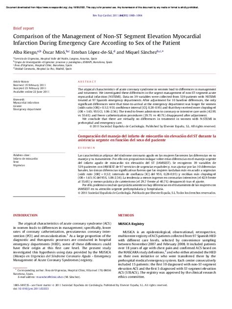 pdf comparison of the management of non st segment elevation