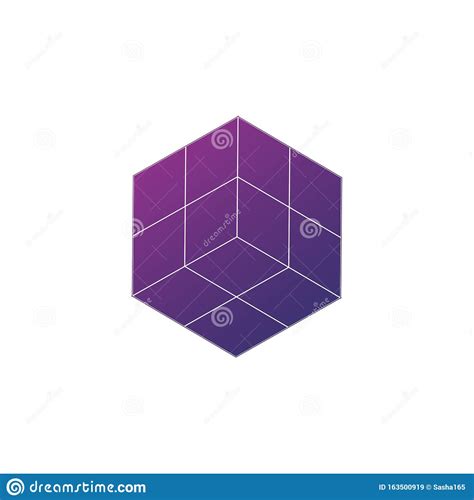 Purple 3d Isometric Cube Geometric Shape Puzzle Built Modern Design Template Stock Vector