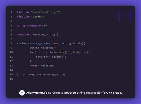 Allenwalkerxs Solution For Reverse String In C On Exercism