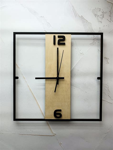 Квадратные деревянные настенные часы Современные большие настенные часы Минималистские