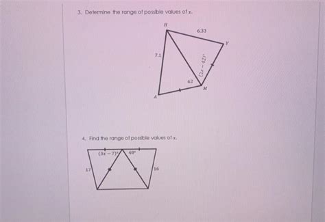 Solved 3 Determine The Range Of Possible Values Of X H 6 33 Y 7 1 2x 1 Answer