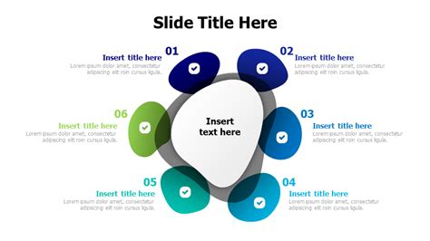 6 points random shapes infographic inforgraphics and slides