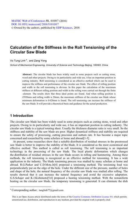 Pdf Calculation Of The Stiffness In The Roll Tensioning Of The