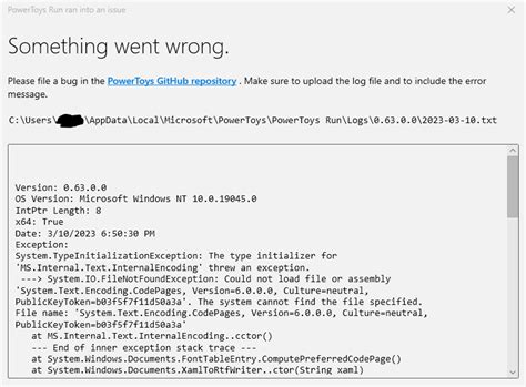powertoys run ran into an issue · issue 24745 · microsoft powertoys