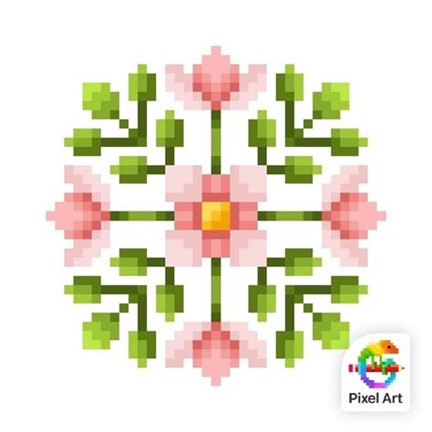 Colorful Pixel Art Flower