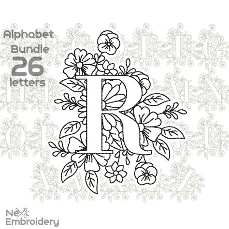 floral alphabet embroidery design nextembroidery