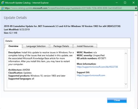 Cumulative Update Kb4522738 Net Framework 3 5 4 8 Windows 10 Sept 26 Windows Update Page 2