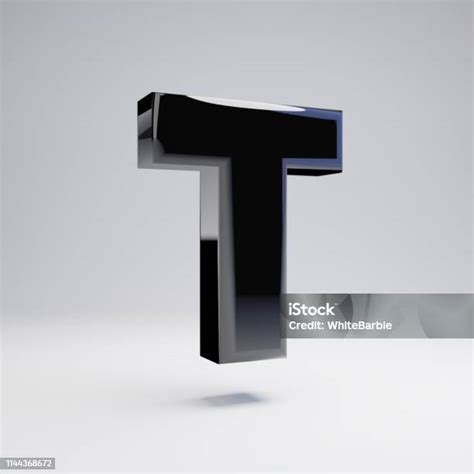 볼륨 광택 검정색 대문자 T 흰색 배경에 고립입니다 0명에 대한 스톡 사진 및 기타 이미지 0명 3차원 형태 검은색 Istock