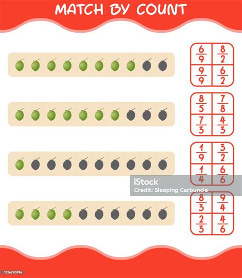 만화 코코넛의 수에 의해 일치합니다 게임을 일치하고 계산합니다 사전 쇼올 년 어린이와 유아를위한 교육 게임 0명에 대한 스톡