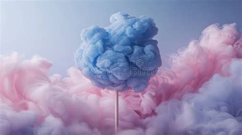 Blue Cotton Candy Amidst Pink And White Fluffy Clouds Surreal Scene Stock Image Image Of Blue
