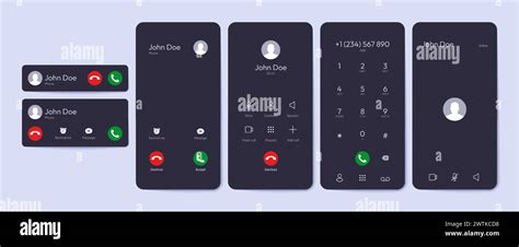 Incoming Call Ui Elements Smartphone Overlay With Accept Decline Call Buttons Mobile Phone