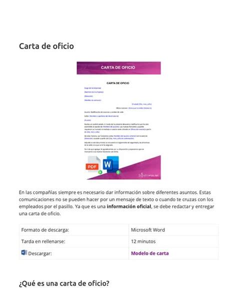 Formato De Carta De Oficio Para Descargar Cartasymodelos Udocz