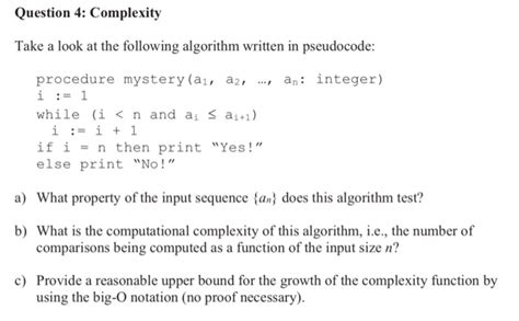 Solved Question Complexity Take A Look At The Following Chegg