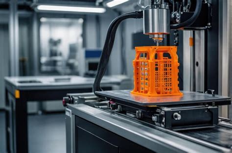 Premium Photo 3d Printer Creating An Orange Lattice Structure
