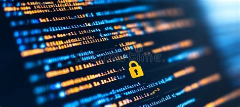 Data Protection Close Up Of Programming Code With A Security Lock Icon