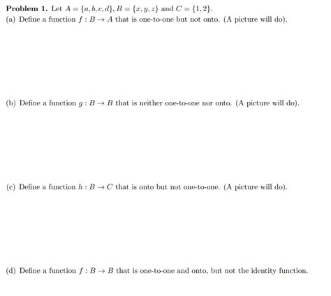 solved problem 1 let a {a b c d} b {x y z} and c