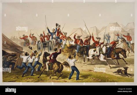 Fusiliers Bringing The Captured Guns Into Camp Vintage 19th Century