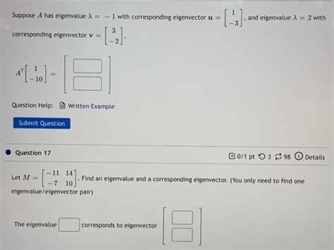 solved suppose a has eigenvalue λ −1 with corresponding