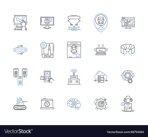 smart office technology outline icons collection vector image