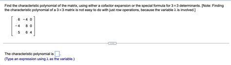 Solved Find The Characteristic Polynomial Of The Matrix
