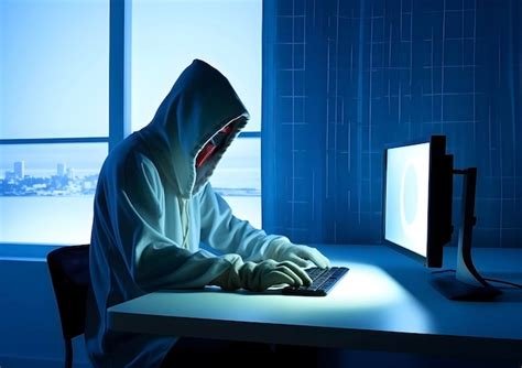 Premium Ai Image Modernized Hacker With Hoodie Concept Of Dark Web