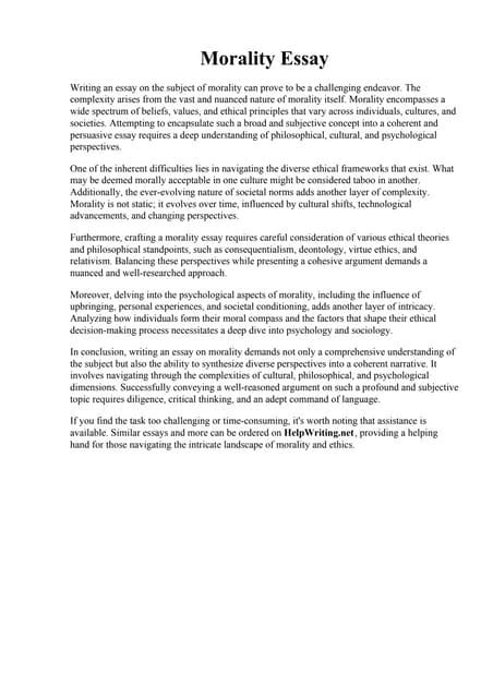 Morality Essay Pdf