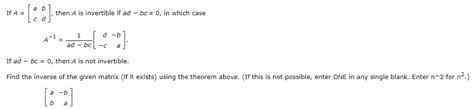 Solved If A Acbd Then A Is Invertible If Adbc In Chegg