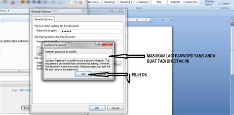cara membuat pasword pada file microsoft word belajar komputer