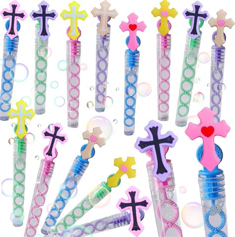24 Packs Bulk Cross Mini Religion Bubble Wands Summer