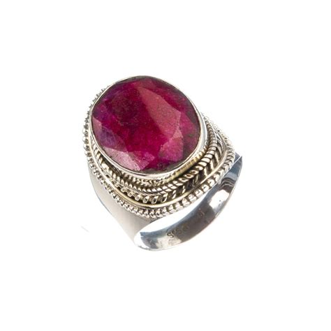 Anello Di Rubino Ovale E Argento 925 Anelli Rubino Gioielli Rubino
