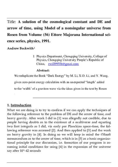 Pdf A Solution Of The Cosmological Constant And De And Arrow Of Time Using Model Of A