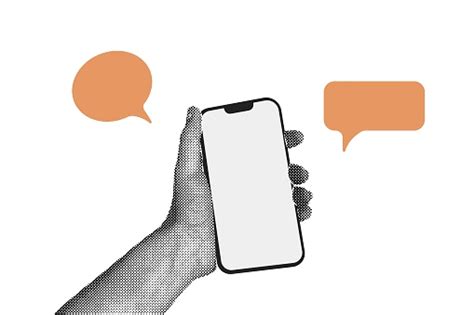 트렌디 한 하프 톤 콜라주 손을 들고 전화 코인 구매 판매 소셜 미디어 커뮤니케이션 견적 계획 및 아이디어를 위한 빈 공간 추상 템플릿입니다 3차원 형태에 대한 스톡 벡터