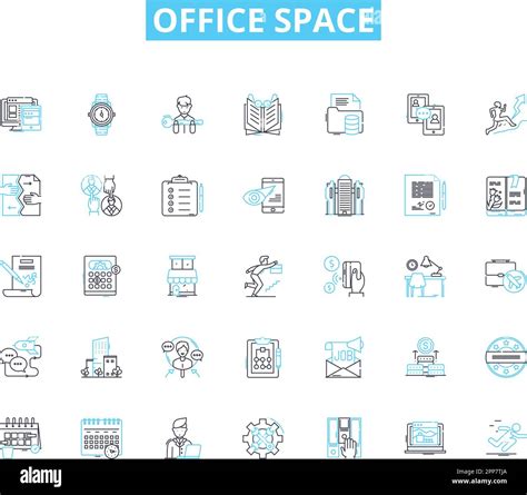 Office Space Linear Icons Set Cubicles Desks Meeting Collaborative Office Furniture