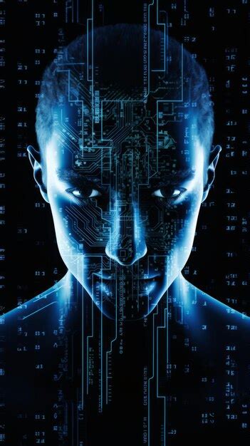 Premium Ai Image The Face Of A Man With A Digital Face On A Computer