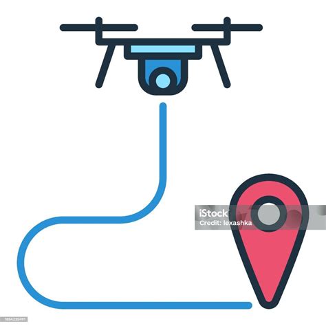 Drone Path Planning Vector Quadcopter Concept Colored Icon Stock Illustration Download Image