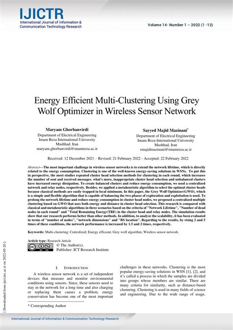 Pdf Energy Efficient Multi Clustering Using Grey Wolf Optimizer In