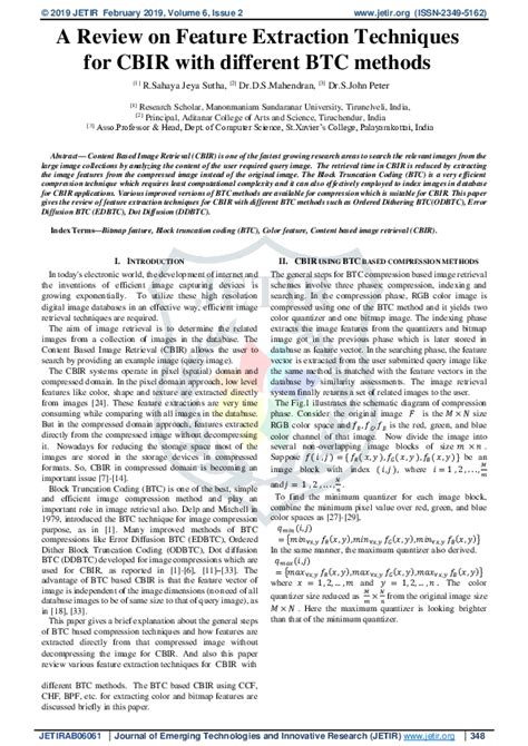Pdf A Review On Feature Extraction Techniques For Cbir With Different Btc Methods